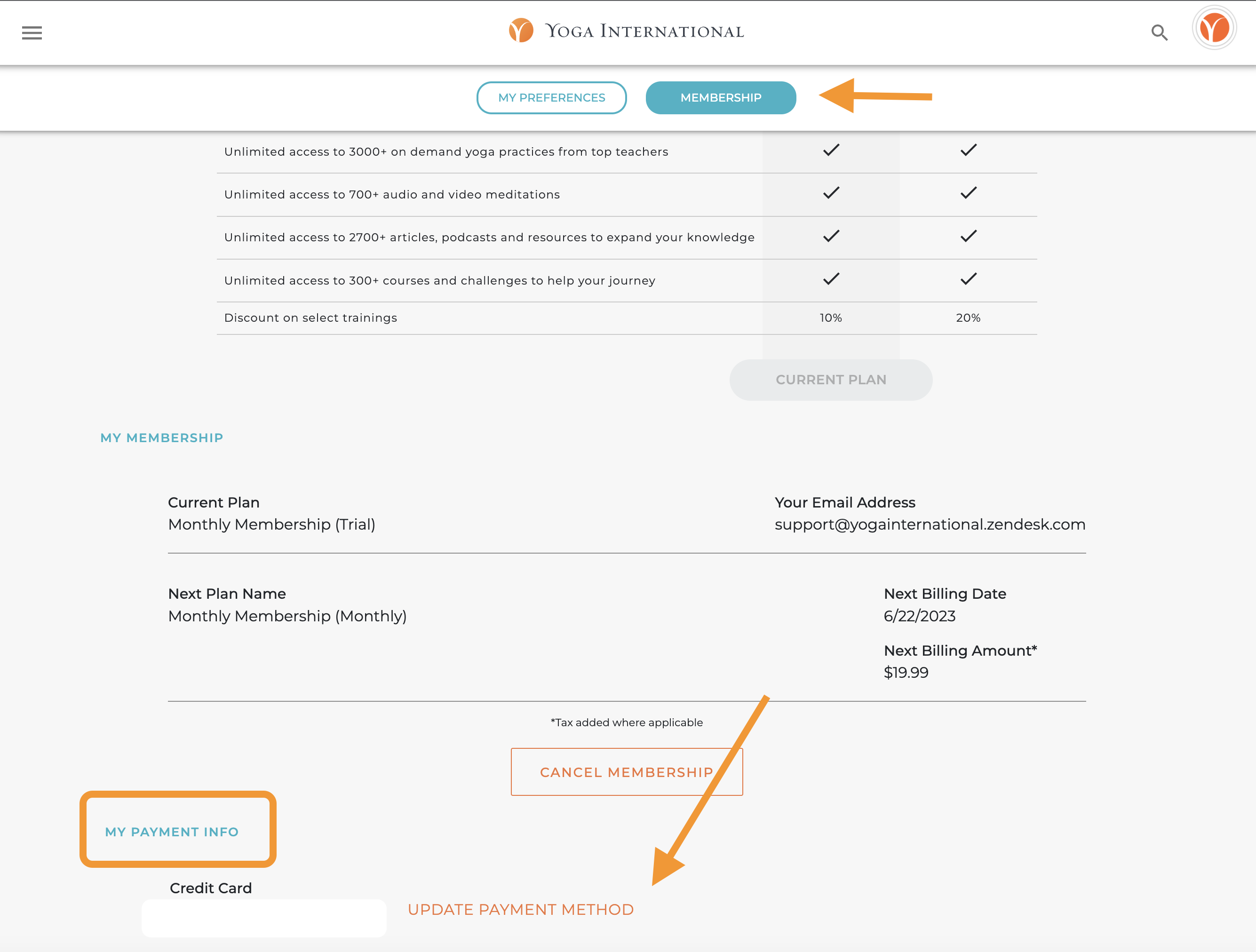 Managing Your Billing – Yoga International Help Center